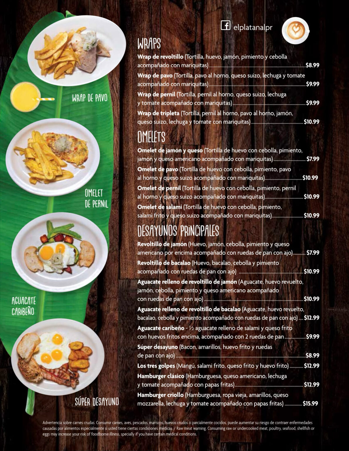 Menú Desayuno – El Platanal